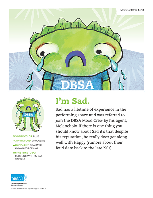 Meet Sad | Mood Crew for Kids | Depression & Bipolar Support Alliance