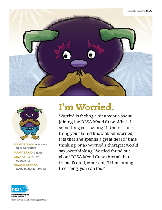 Meet Worried | Mood Crew for Kids | Depression & Bipolar Support Alliance